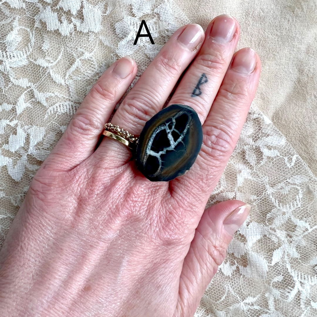 Black Septarian Statement Ring - One of a Kind Giardinoblu